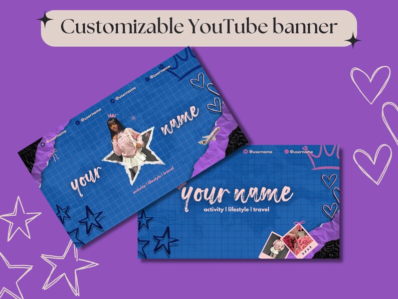 Editable Youtube Banner Template for Canva | Customizable Channel Art ...