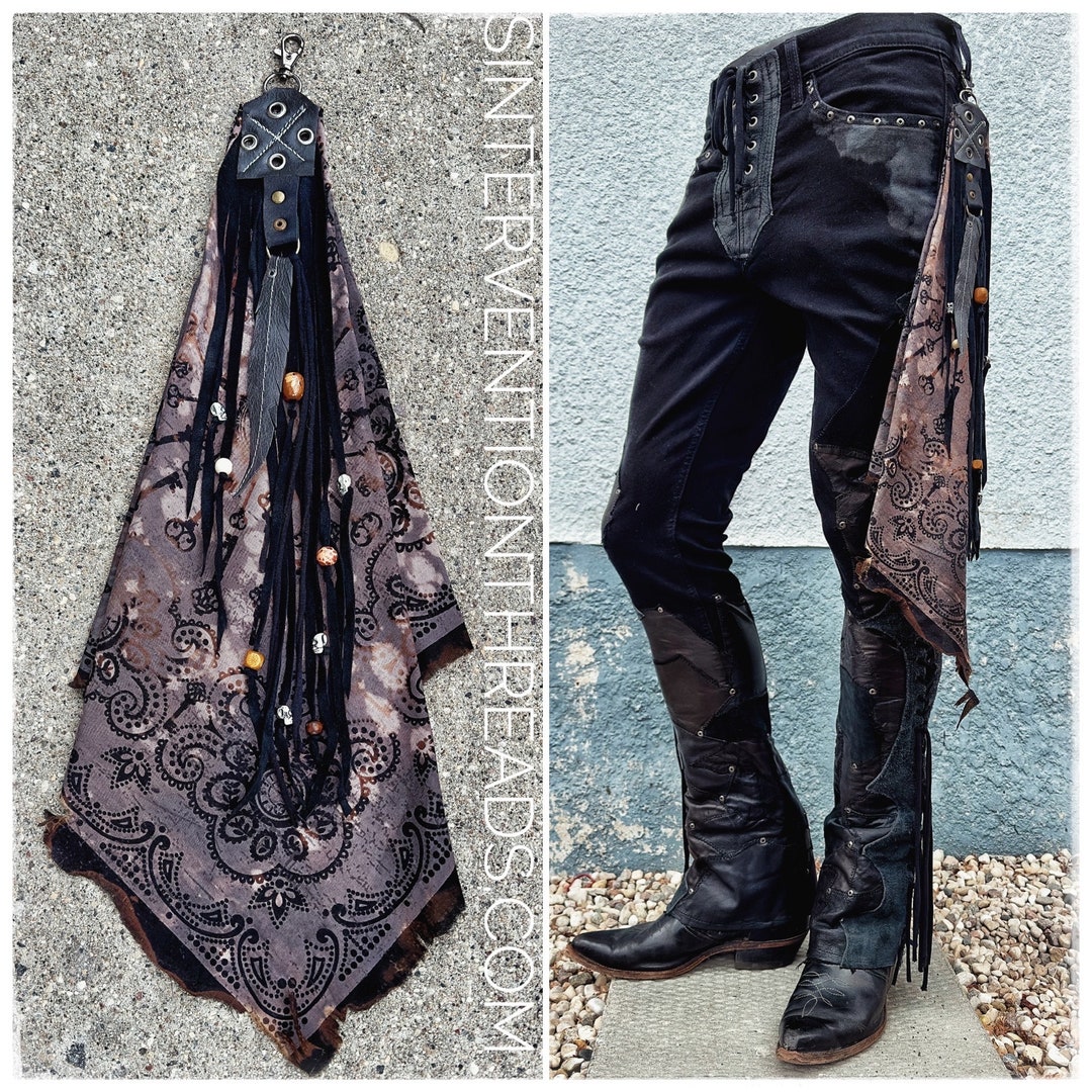 Custom Distressed Rock & Roll Bandana With Belt Clip Belt Flair Belt ...