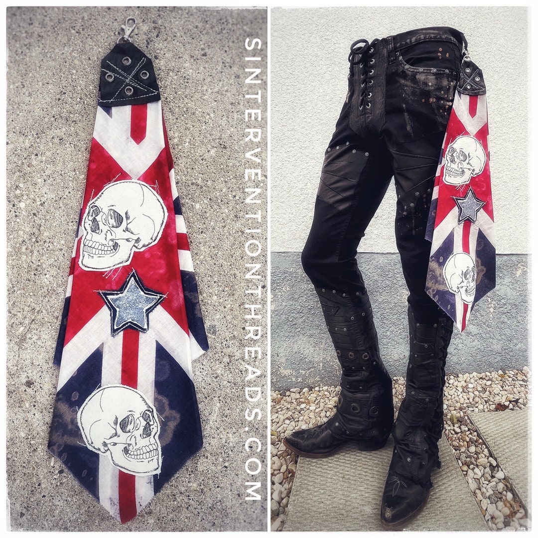 Custom Distressed Rock & Roll Bandana With Belt Clip. Union Jack With ...