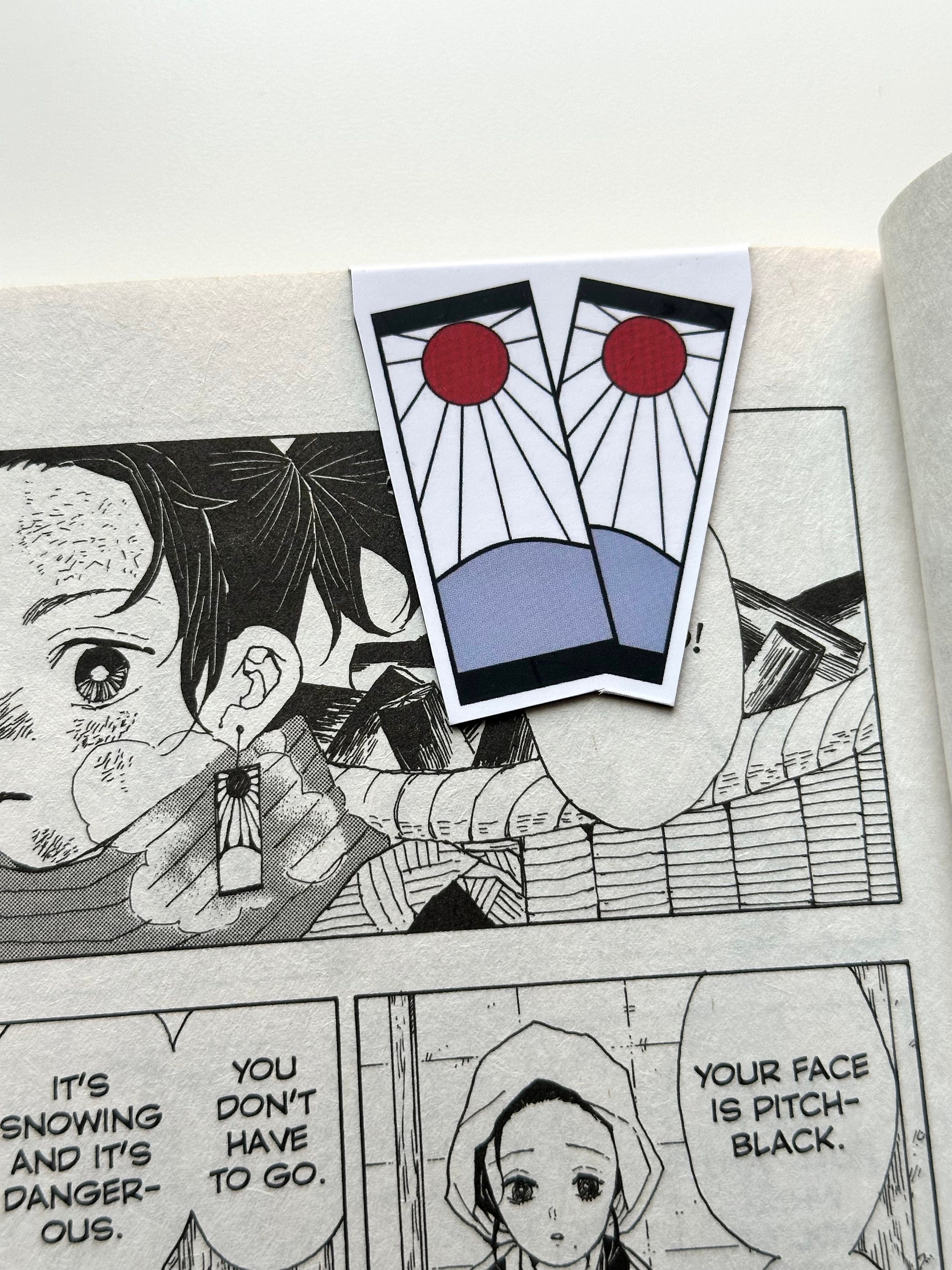 Demon Slayer Tanjiro Hanafuda Earrings Magnetic Bookmark | Anime ...