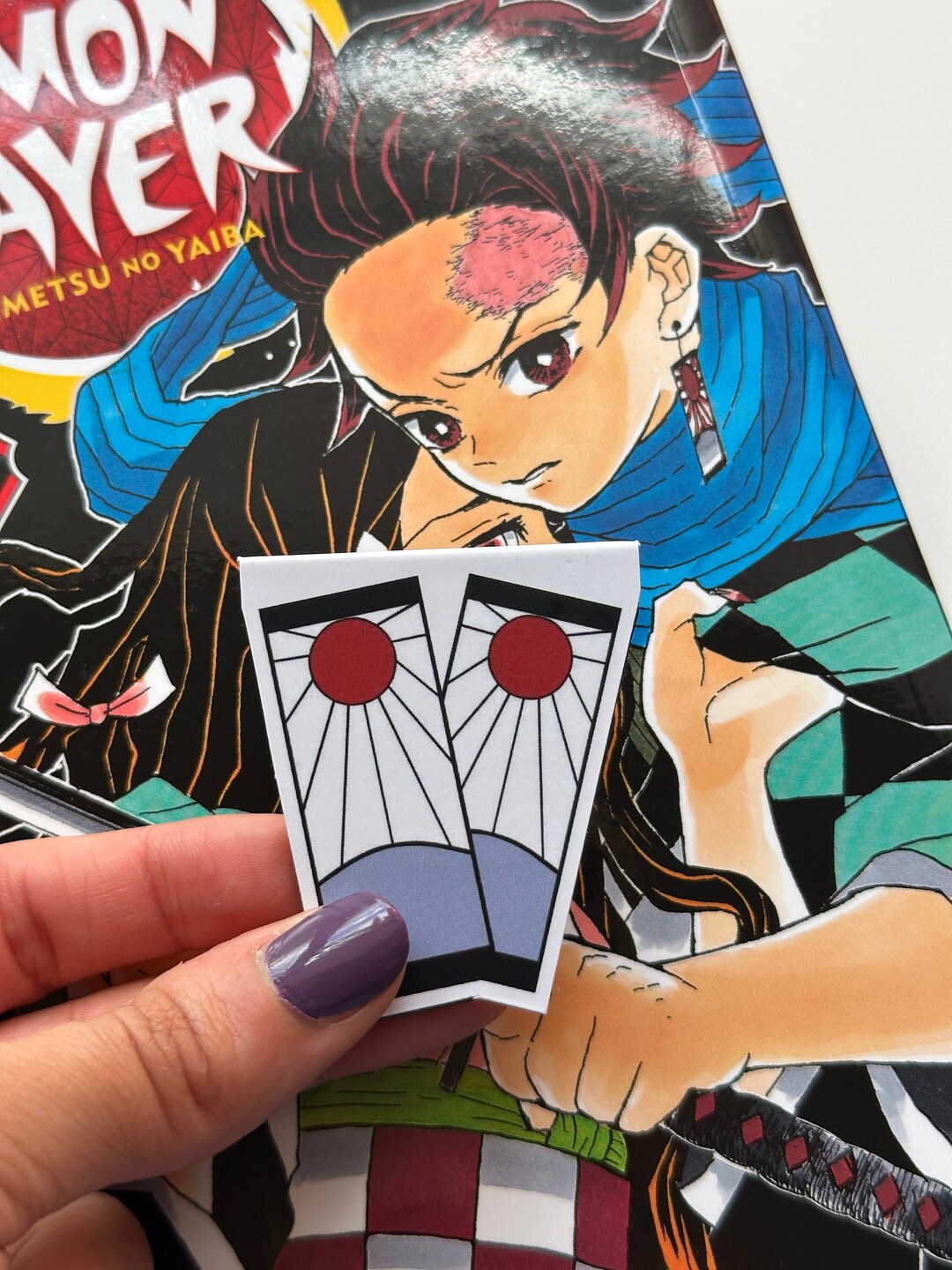 Demon Slayer Tanjiro Hanafuda Earrings Magnetic Bookmark | Anime ...