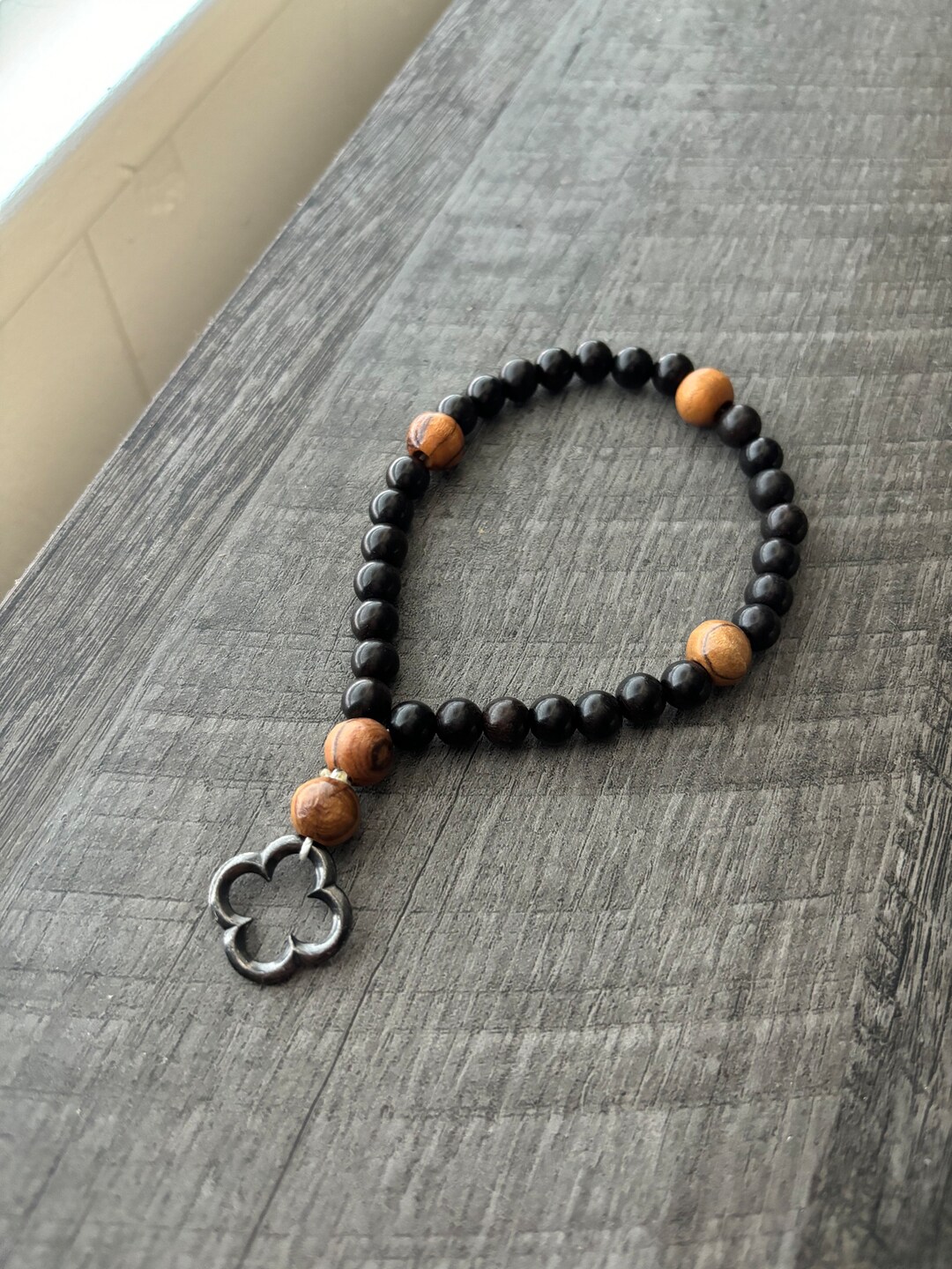 Episcopal Rosary/anglican Prayer Beads - Black & Brown Wooden Beads ...