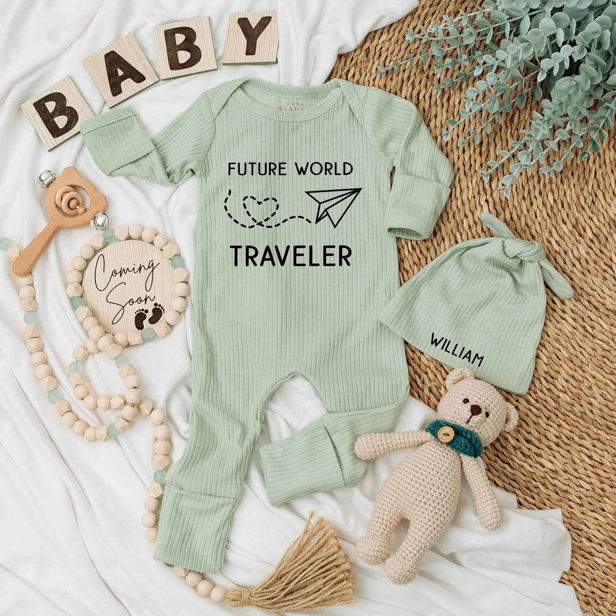 Future World Traveler Baby Bodysuit and Hat Set, Cute Baby Set, Baby ...