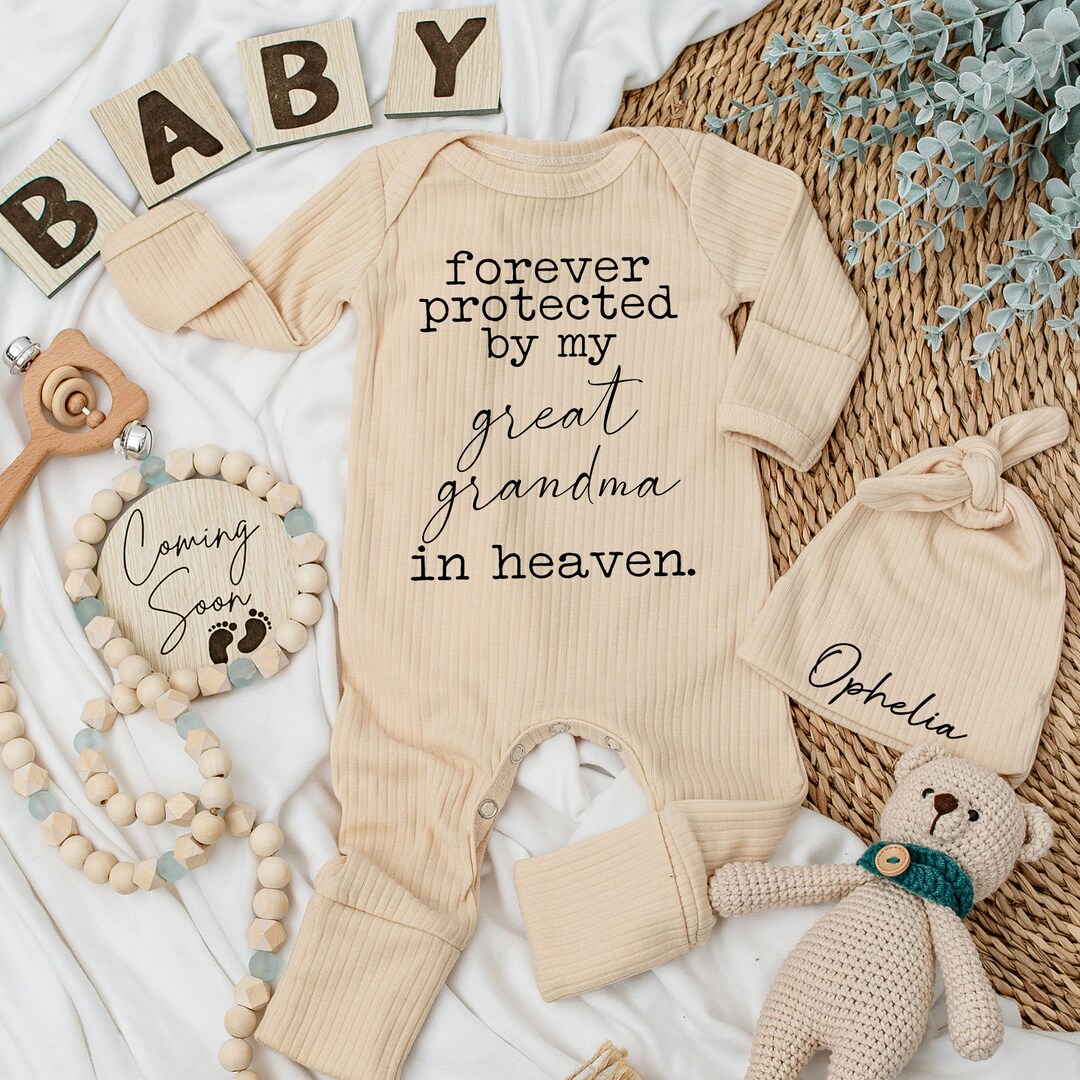 Forever Protected by My Great Grandpa Grandma in Heaven Baby Bodysuit ...