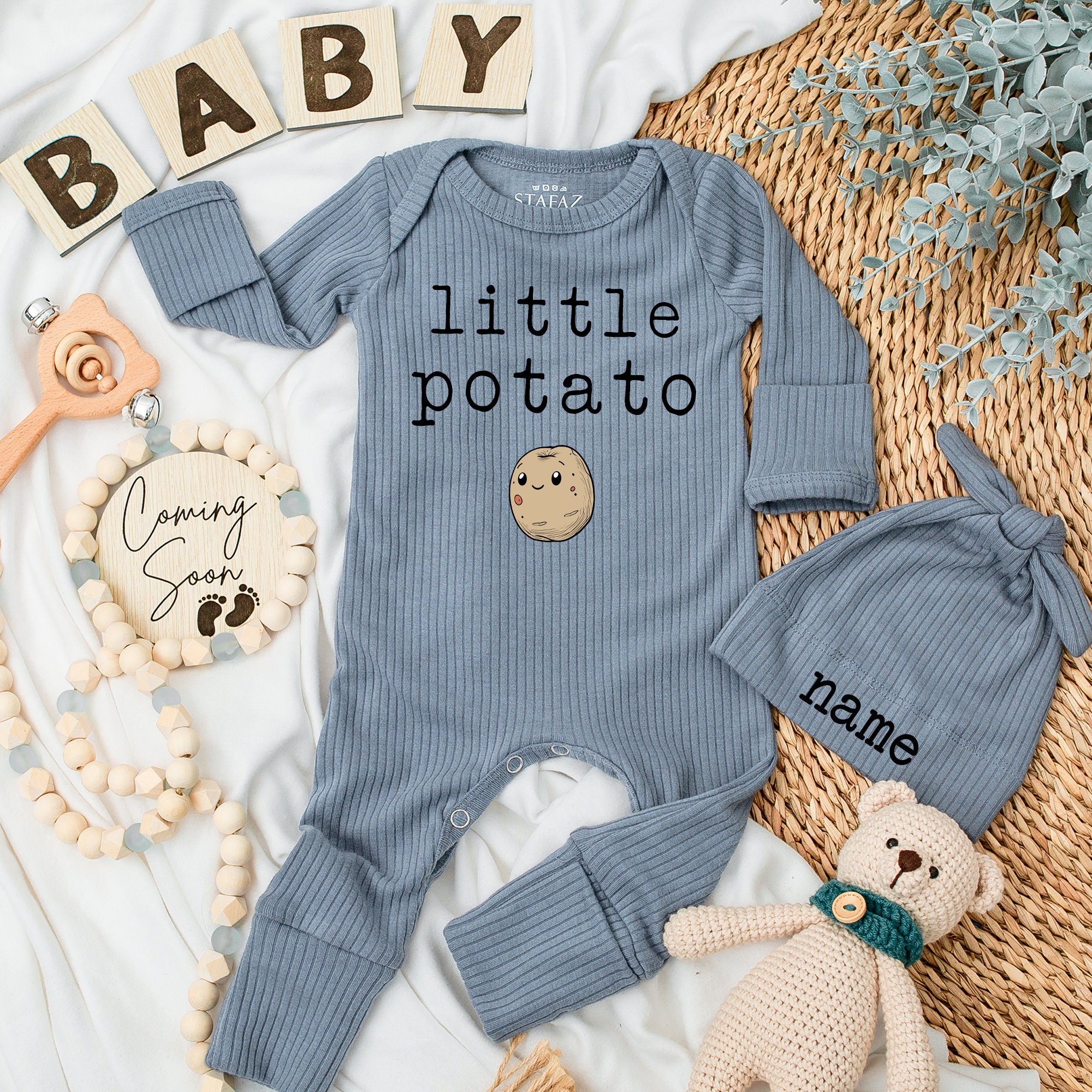 Little Potato Baby Bodysuit and Hat Set, Cute Potato Bodysuit, Infant ...