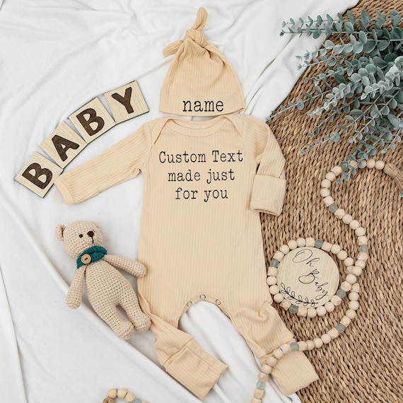 Custom Text Baby Bodysuit and Hat Set Personalized Gift Personalized Newborn Bodysuit Baby Girl Gift Boho Baby Clothes Baby Shower Gift Etsy