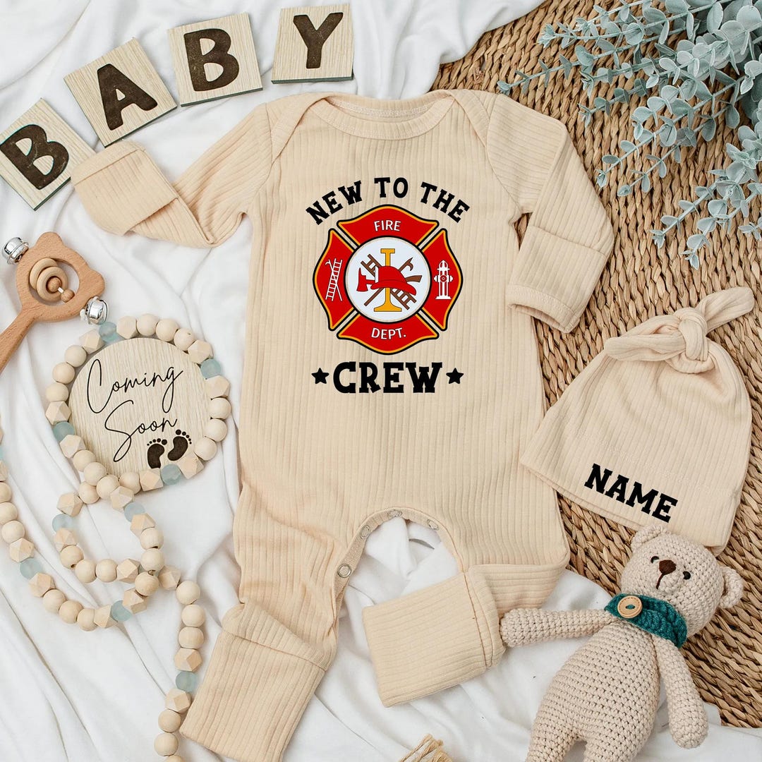 New to the Crew Firefighter Baby Bodysuit, Cute Fire Department Baby ...