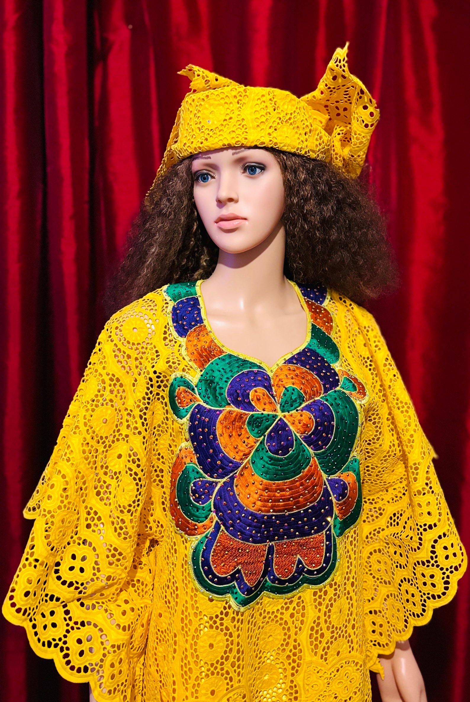 Nigerian/african Stone Dry Lace With Embroidery Long Dress With Camiso ...