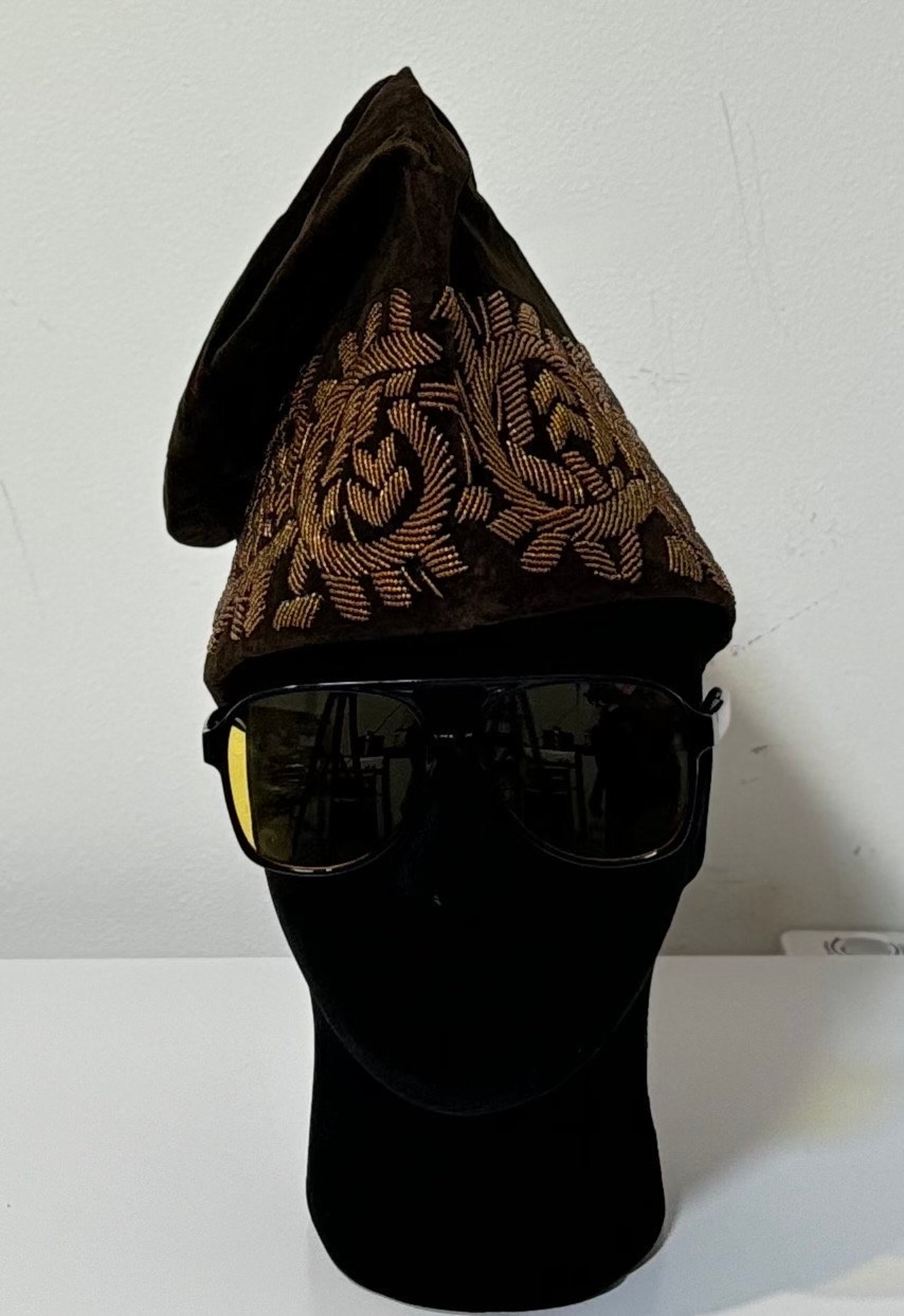 African Nigerian Traditional Velvet Cap With Gold & Brown Fila Gige ...
