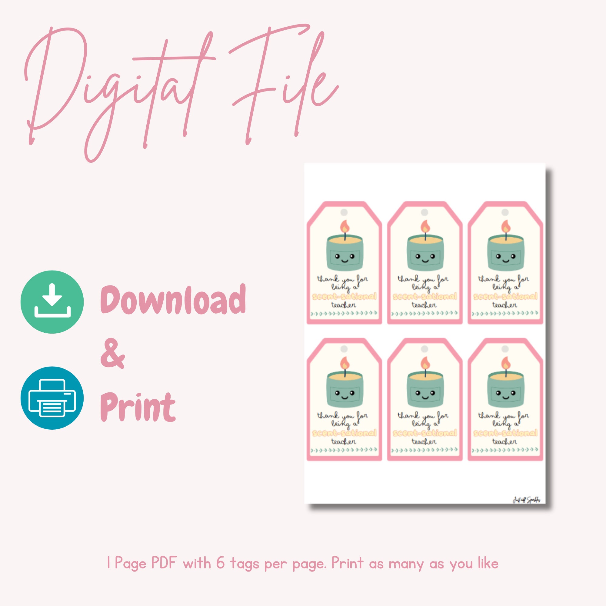 Teacher Appreciation Candle Bath Thank You Gift Tag Printable | Student ...