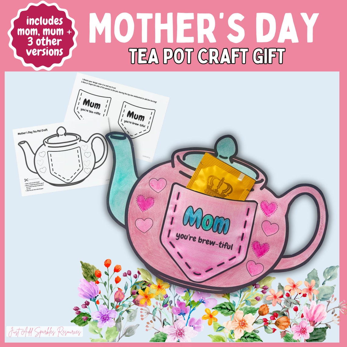 Mother's Day Craft Ideas Tea Pot Craft Kit, Easy Mothers Day Craft, Diy ...