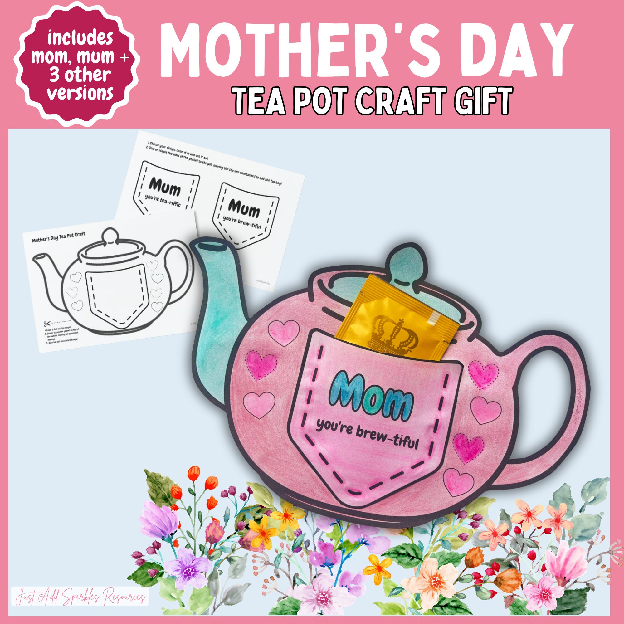 Mother's Day Craft Ideas Tea Pot Craft Kit, Easy Mothers Day Craft, Diy ...