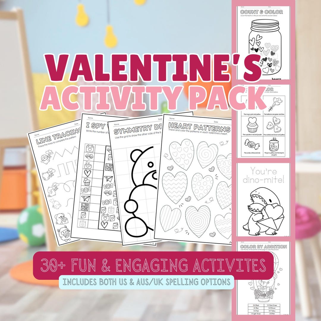 Valentine's Day Activity Pack - Printable Valentines Activities & Games ...