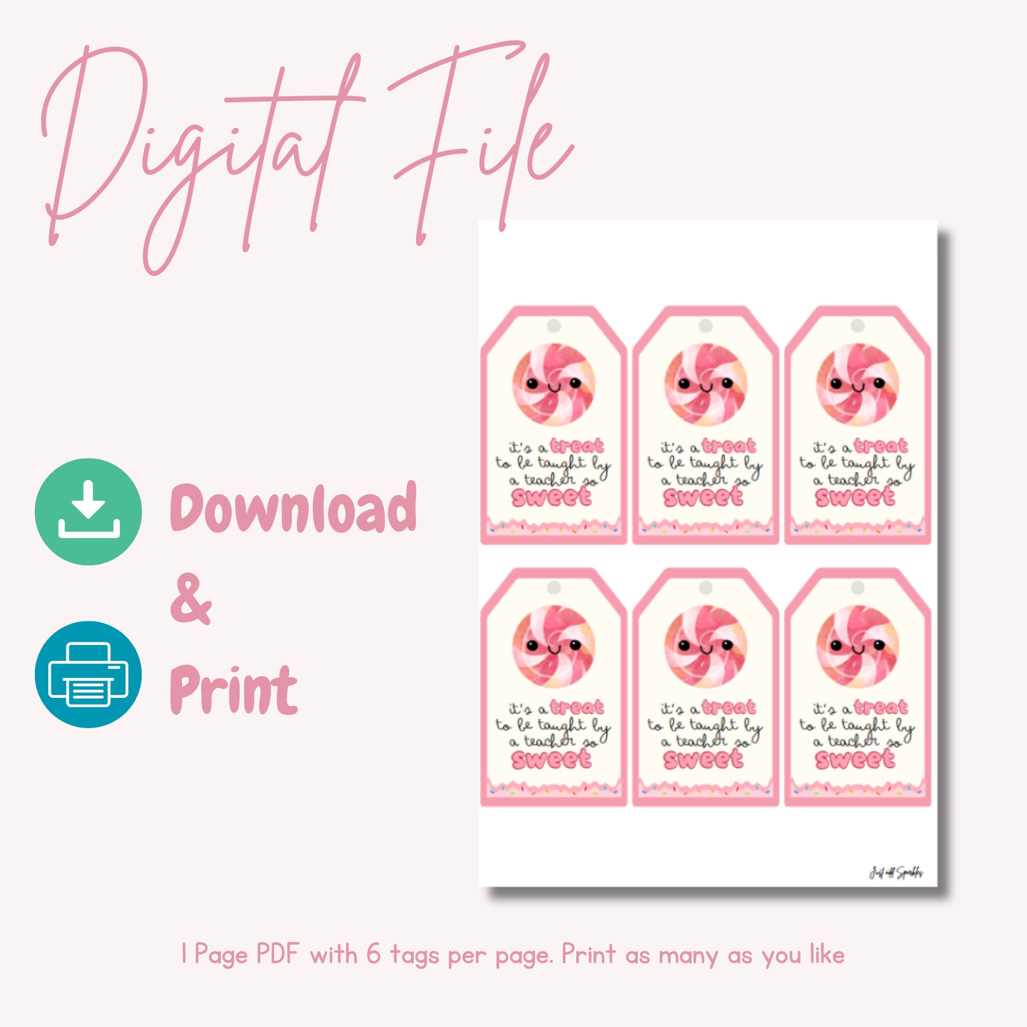 Teacher Appreciation Sweet Thank You Gift Tag Printable | Teacher ...