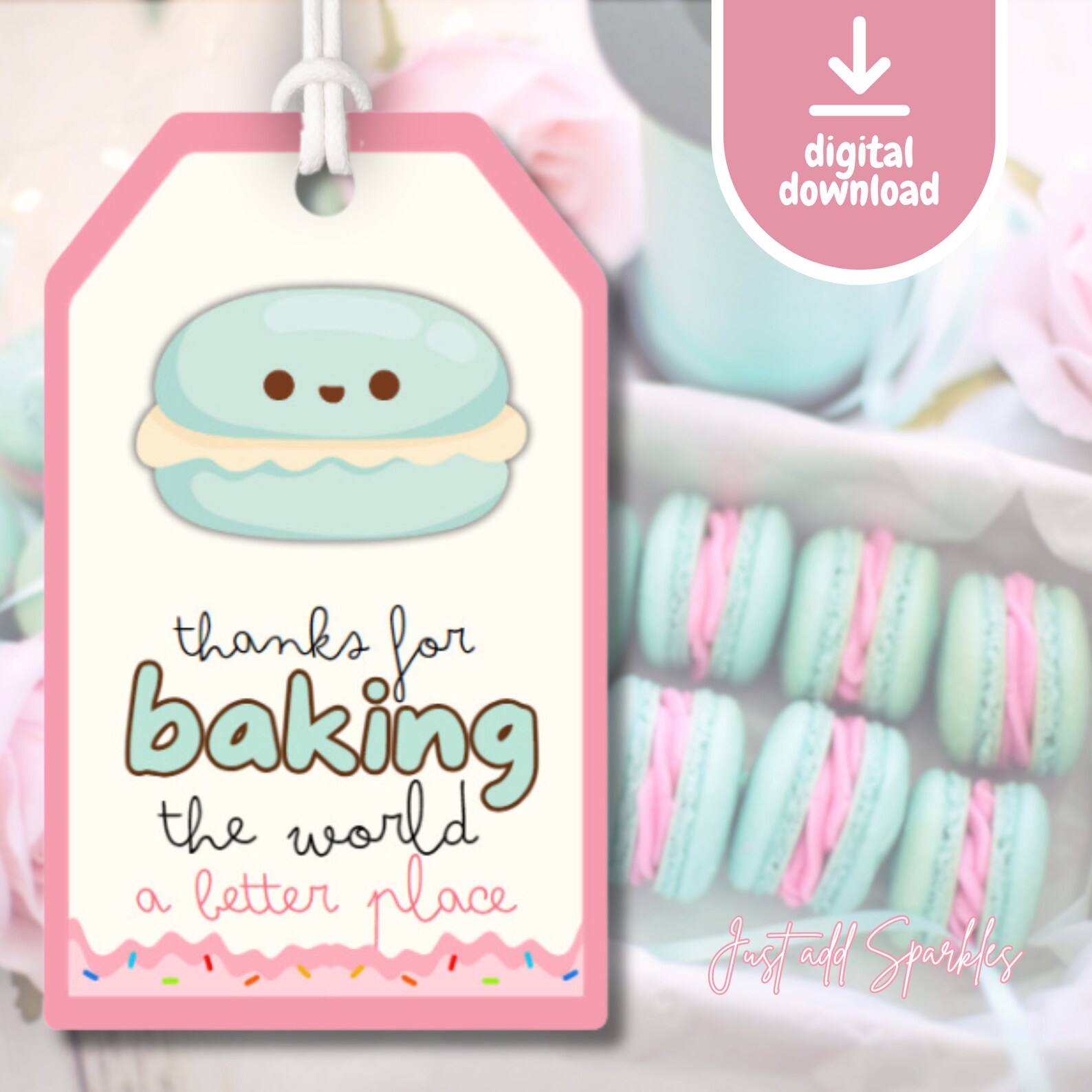 Teacher Appreciation Macaron Thank You Gift Tag Printable | Teacher ...