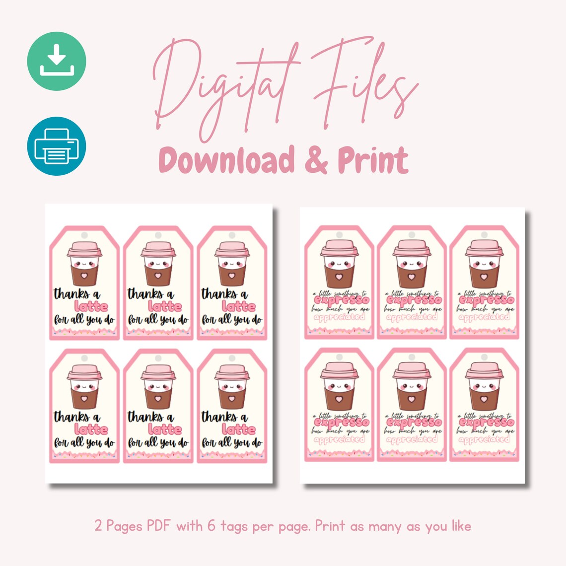 Teacher Appreciation Coffee Thank You Gift Tag Printable | Thanks a ...