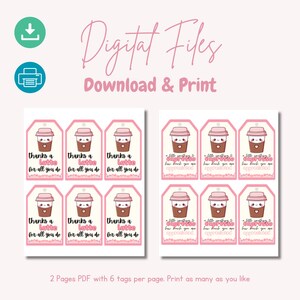 Teacher Appreciation Coffee Thank You Gift Tag Printable | Thanks a ...