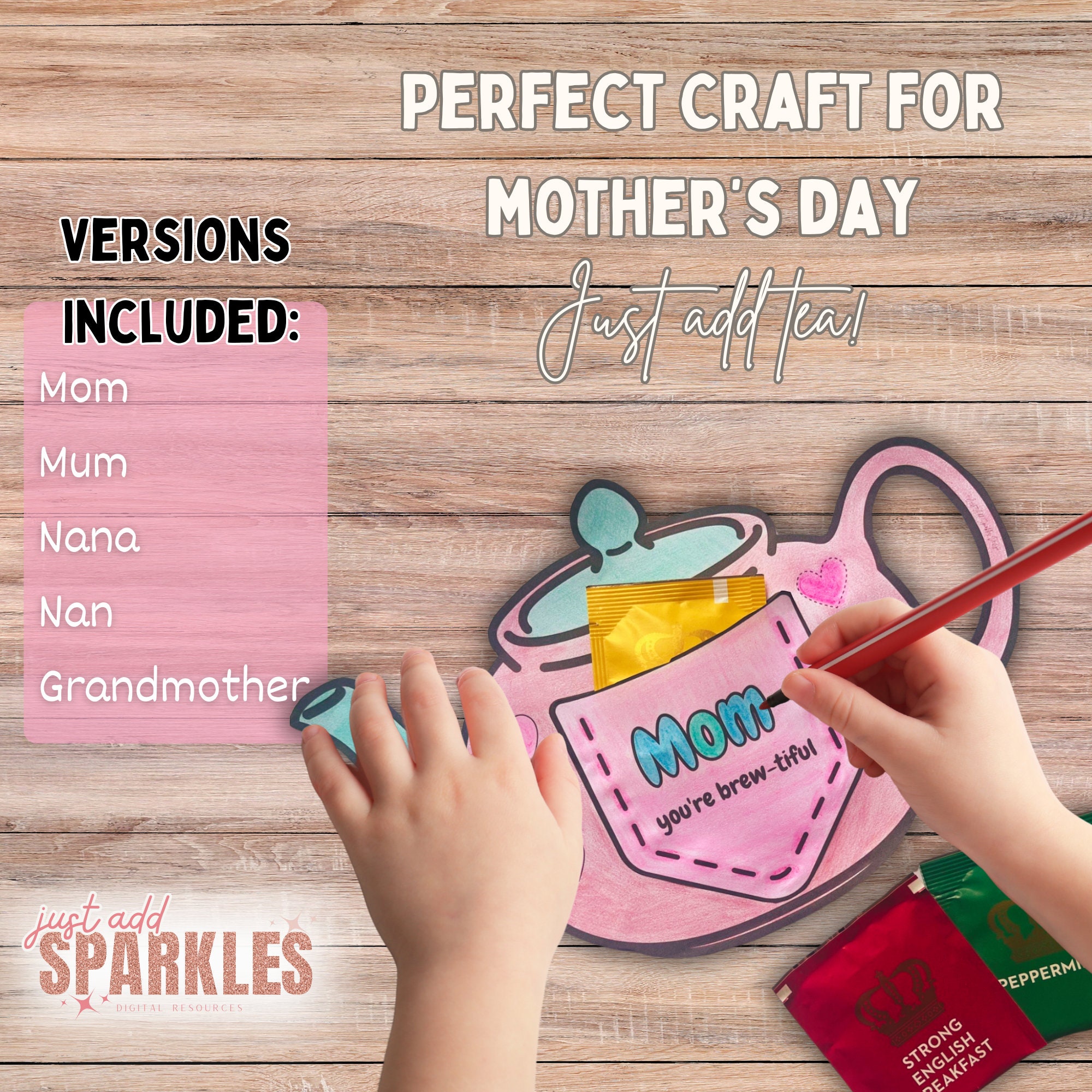 Mother's Day Craft Ideas Tea Pot Craft Kit, Easy Mothers Day Craft, Diy ...