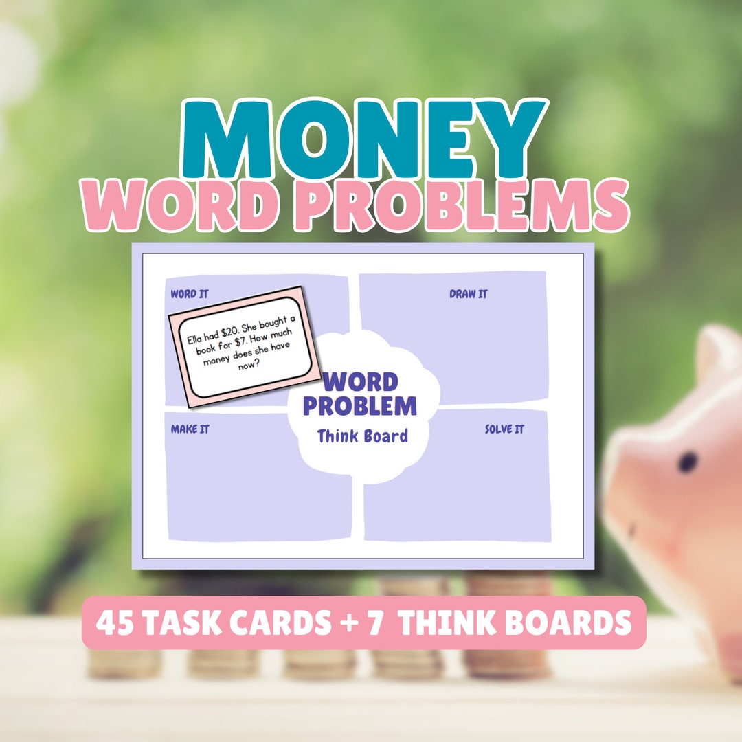 Math Money Word Problem Task Cards, Counting Money, Make Change, Math ...