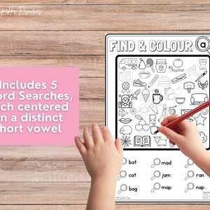 CVC Word Find & Color, I Spy, Phonics, Kindergarten, Word Families ...