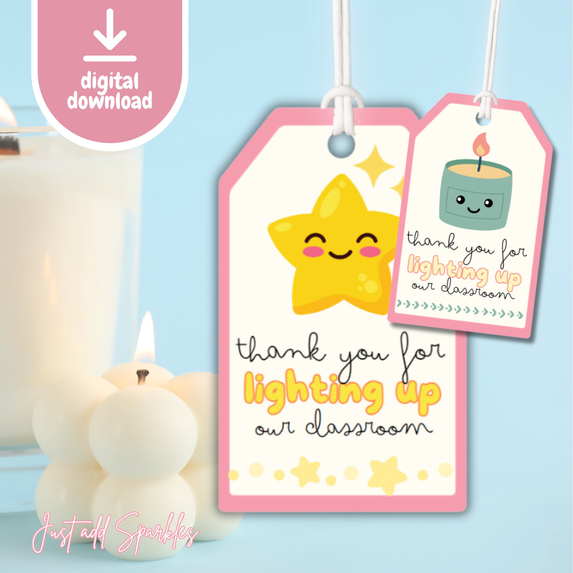 Teacher Appreciation Candle Thank You Gift Tag Printable | Student Gift ...