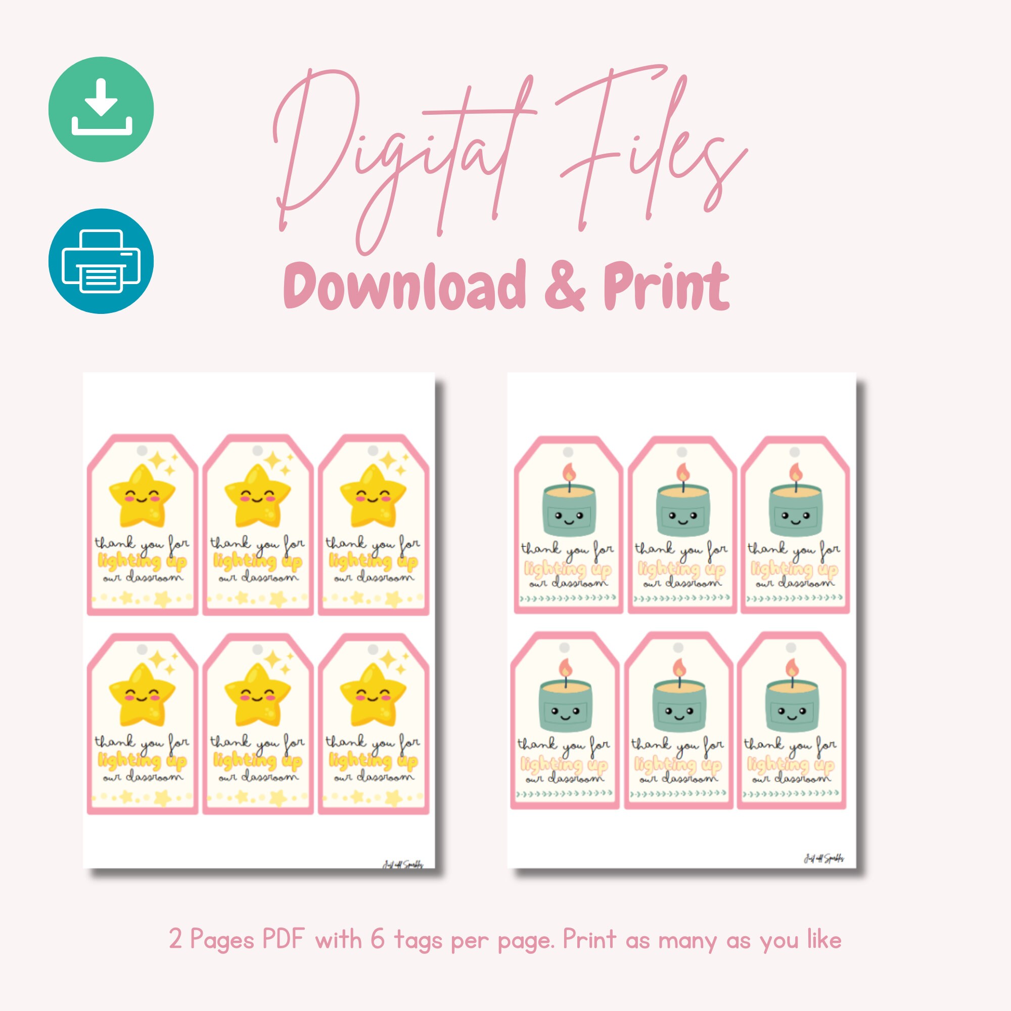 Teacher Appreciation Candle Thank You Gift Tag Printable | Student Gift ...