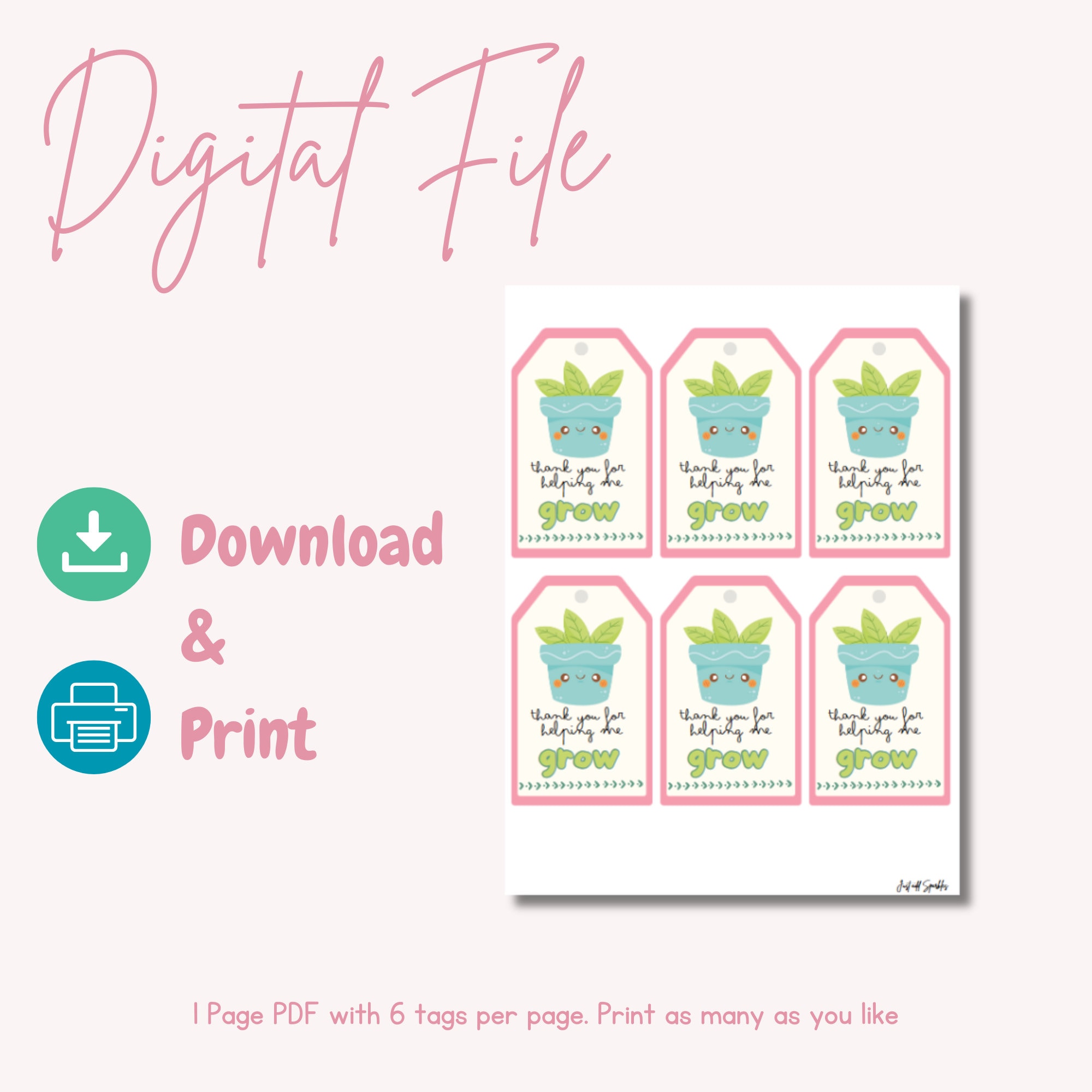 Teacher Appreciation Plant Thank You Gift Tag Printable | Teacher ...