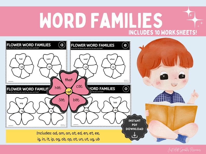 Learn to Write Word Families Worksheets, Printable Early Reader ...