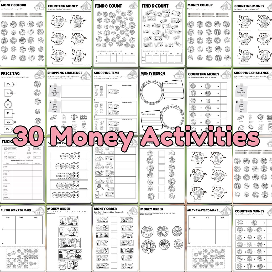 Australian Money Worksheets, Math Money Activities, Counting Money ...