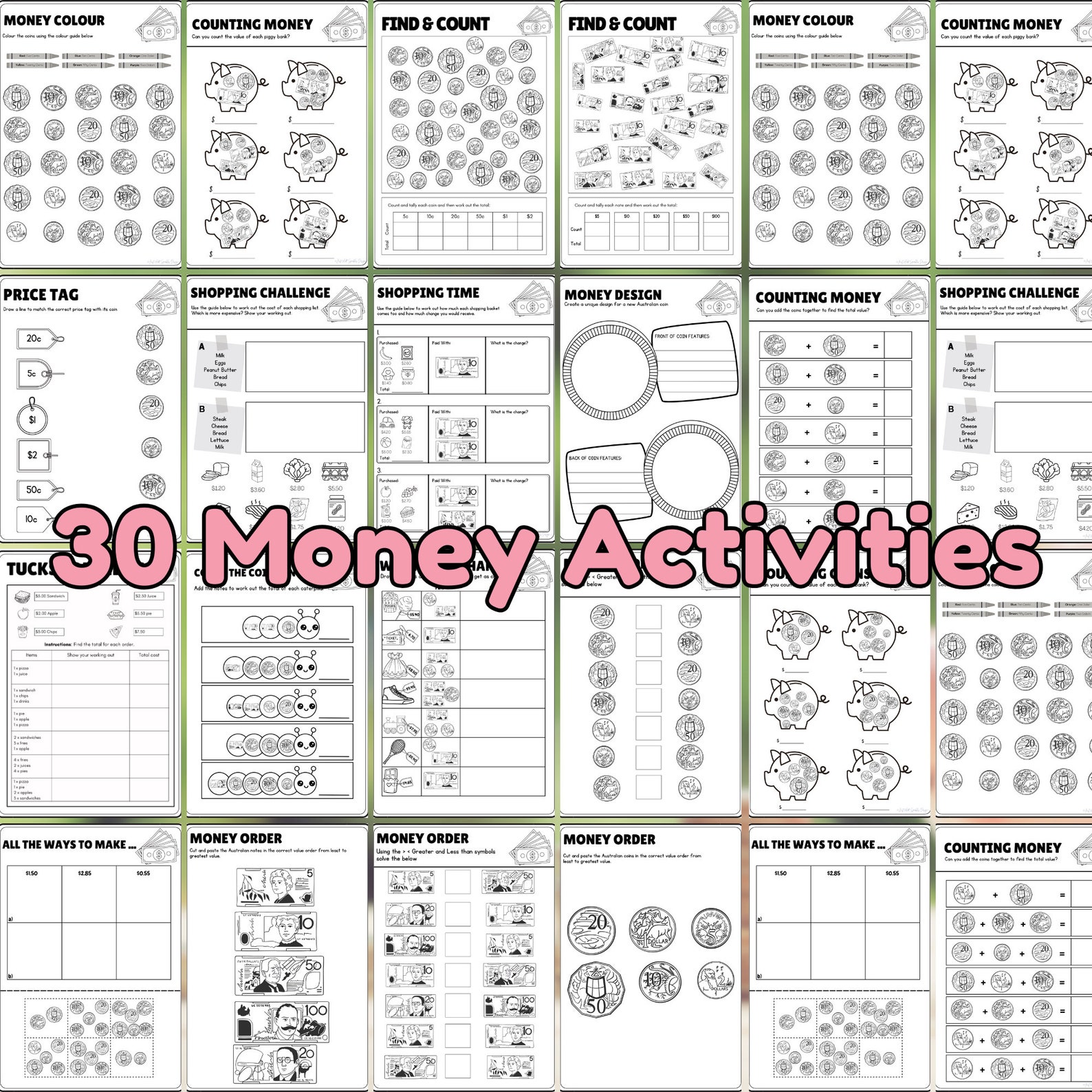 Australian Money Worksheets, Math Money Activities, Counting Money ...