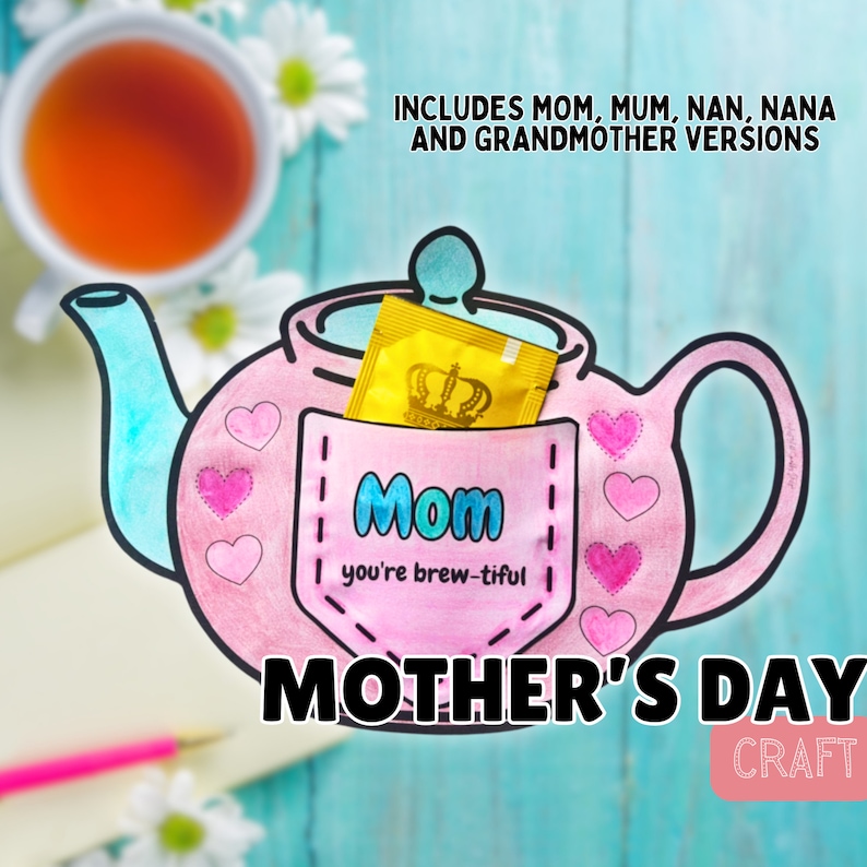 Mother's Day Craft Ideas Tea Pot Craft Kit, Easy Mothers Day Craft, Diy ...
