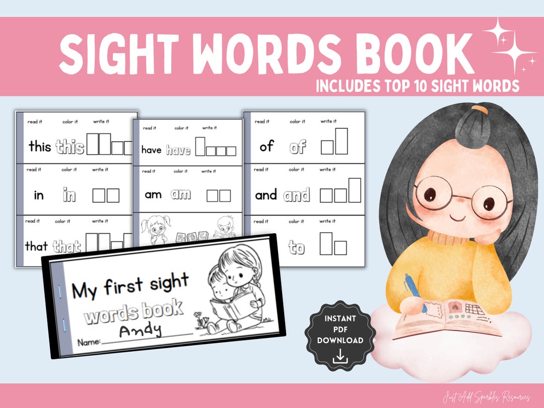 Sight Words Book, Top 10 Sight Words, Beginner Writer, Writing Practice ...