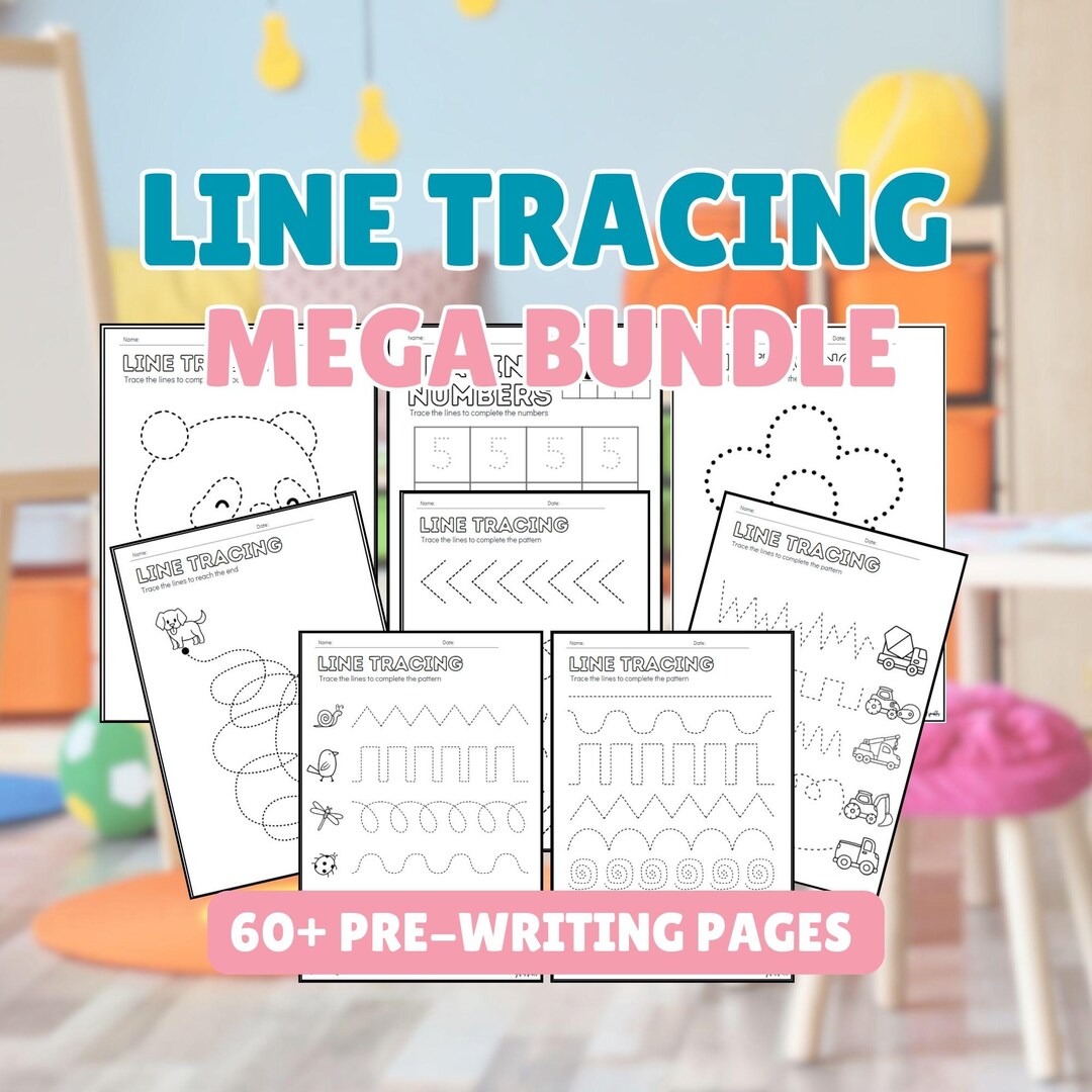Learn to Write Tracing Worksheet Mega Bundle, Line Trace Printable ...