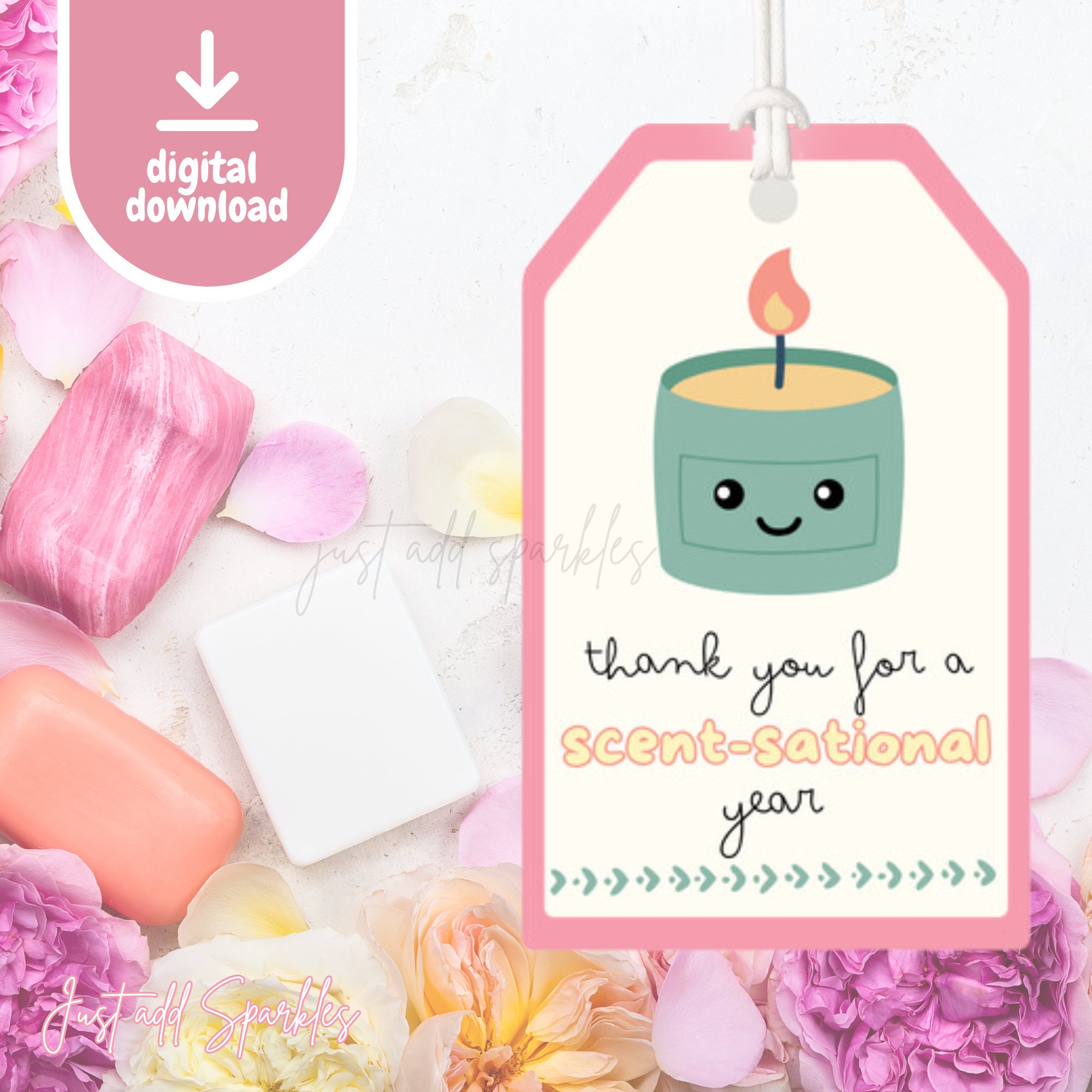 End of Year Gift Tag Candle Bath Thank You Gift Tag Printable | Student ...