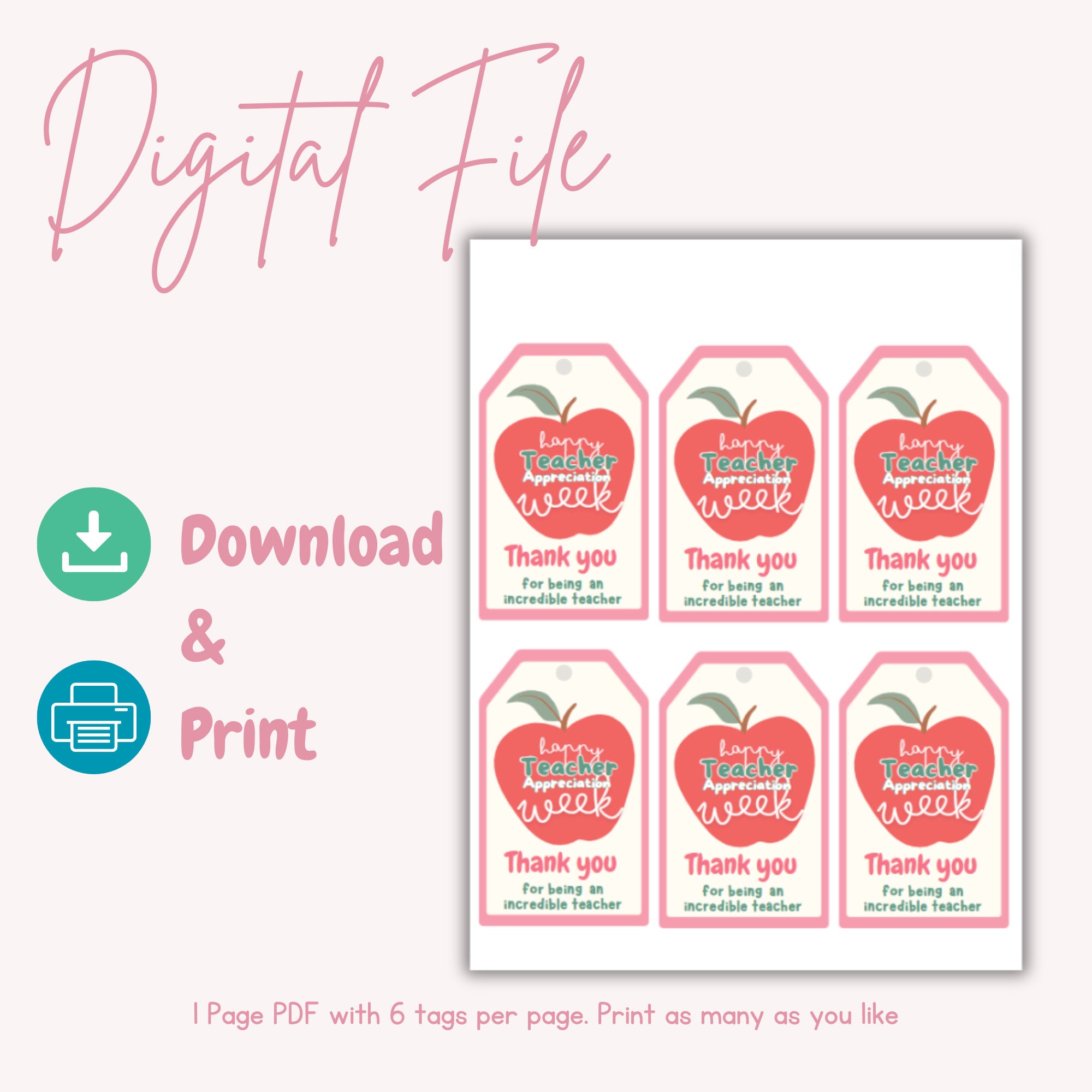 Teacher Appreciation Thank You Gift Tag Printable | Teacher ...