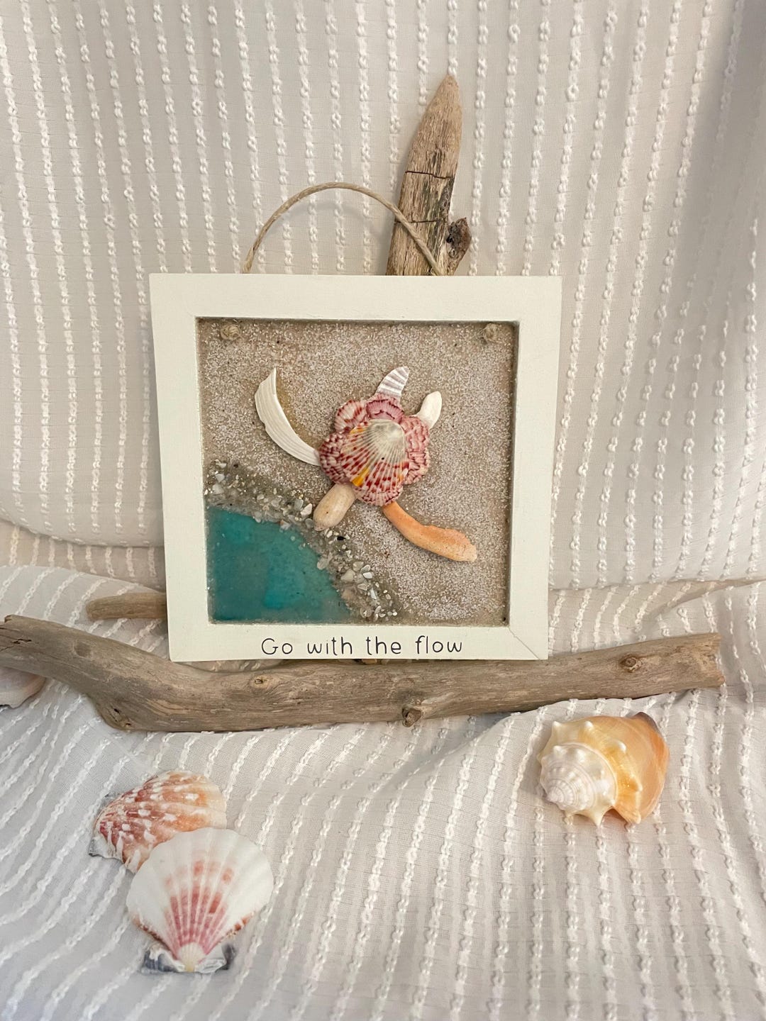Seashell Sea Turtle “go With the Flow” - Etsy