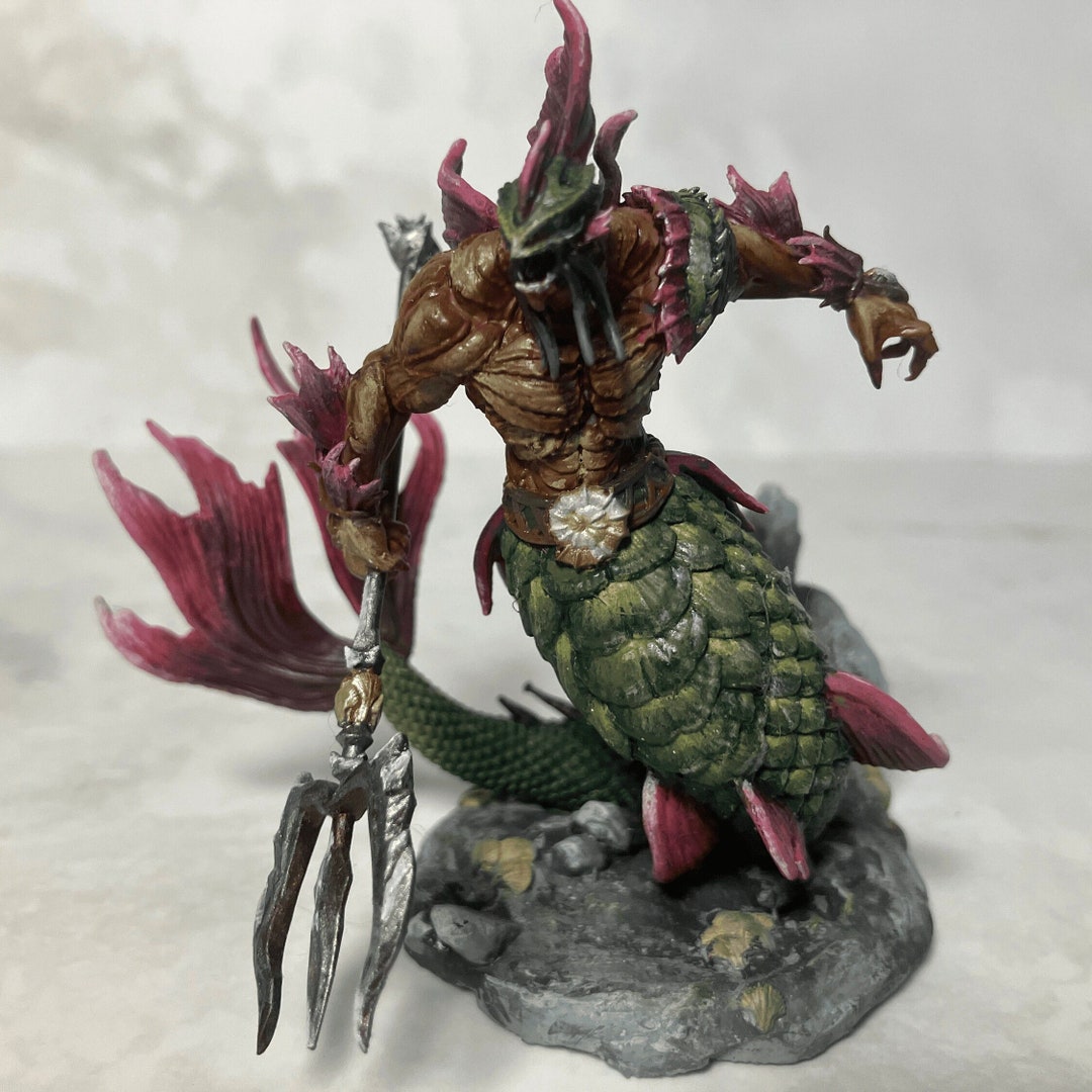 Miniature D&D Resin Model 4K Merman Dark Fantasy Pre-painted 30mm Base ...