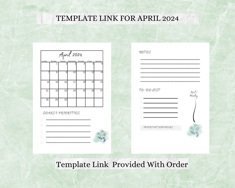 April 2024 Planner With Calendar, All Dates of Month Included, Simple ...