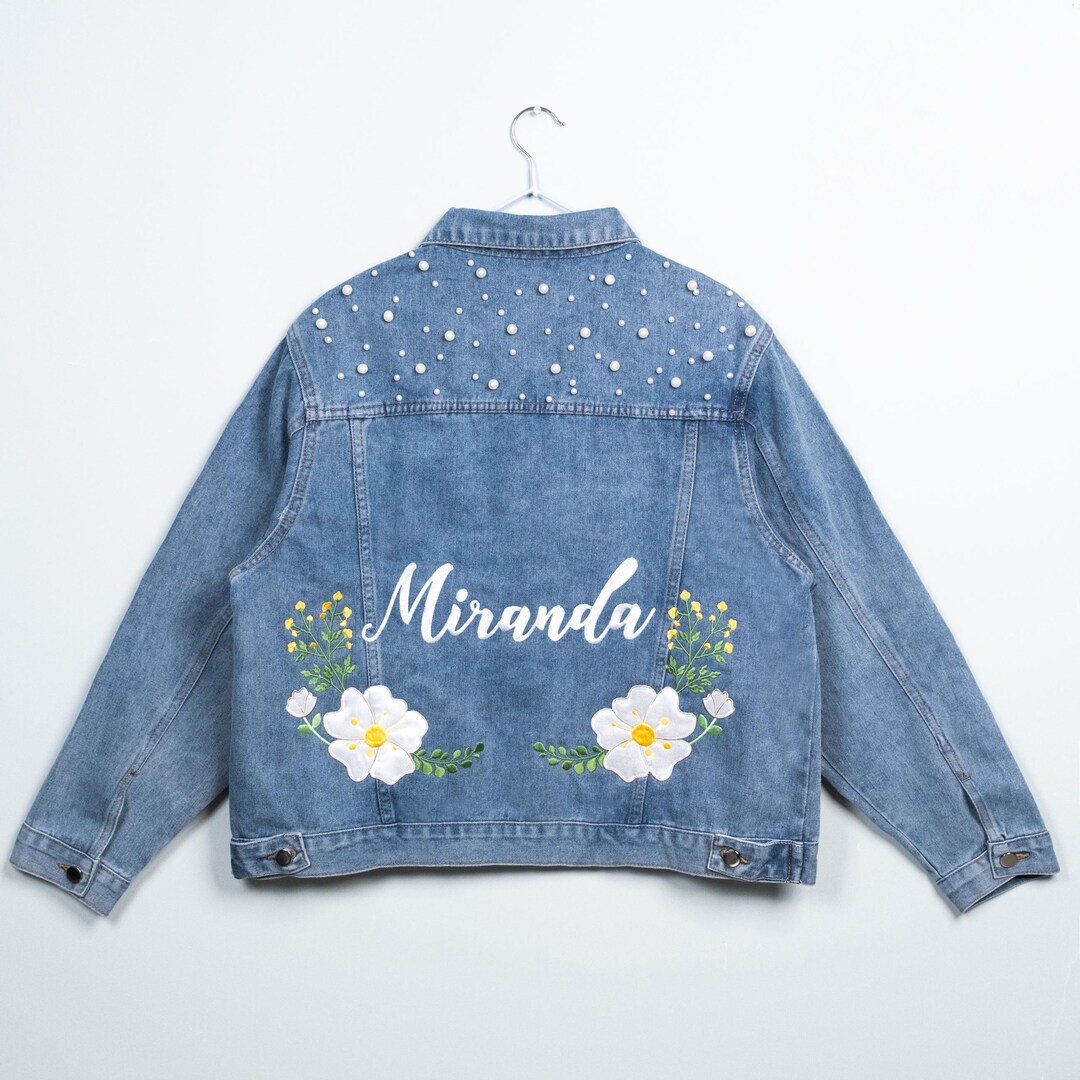 Personalized Jean Jacket Women Embroidered Denim Jacket With Name ...