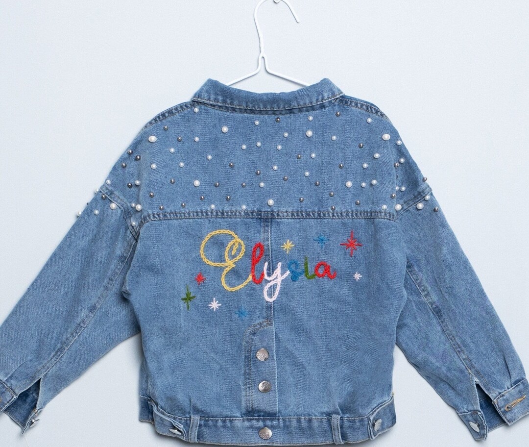 Personalized Girl Denim Jacket Hand Embroidered Jean Jacket With Name ...