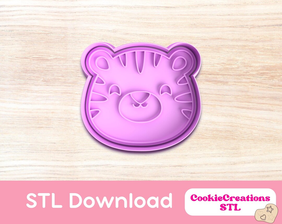 Tiger Face Cookie Cutter STL File for 3D Printing - Instant Download ...