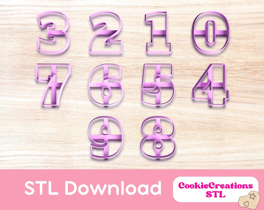 Number Set Cookie Cutters STL Files for 3D Printing - Instant Download ...
