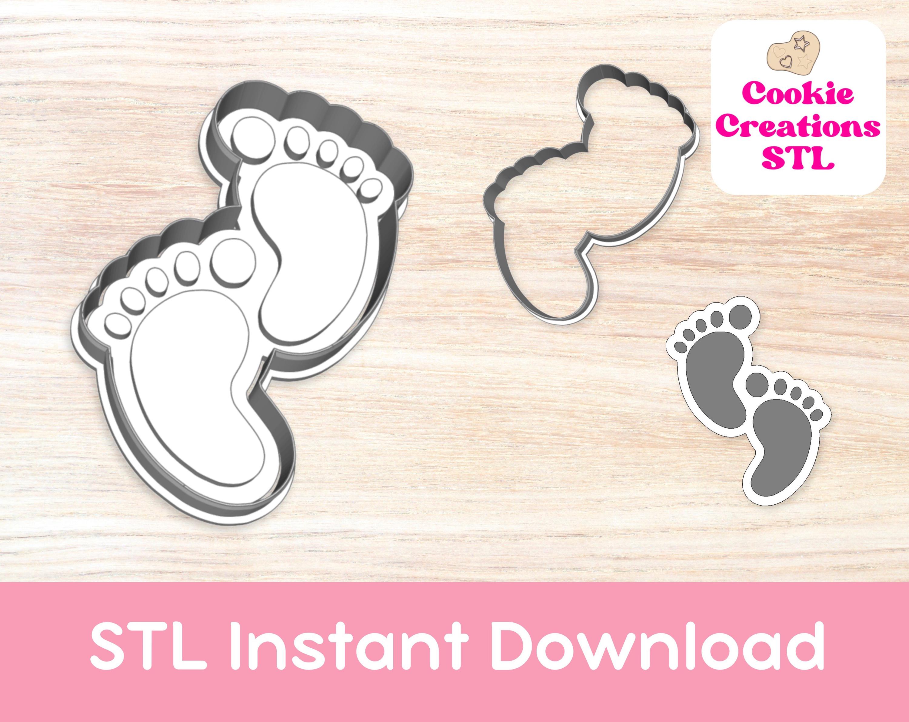 Baby Feet Cookie Cutter STL File for 3D Printing - Cupcake Topper ...