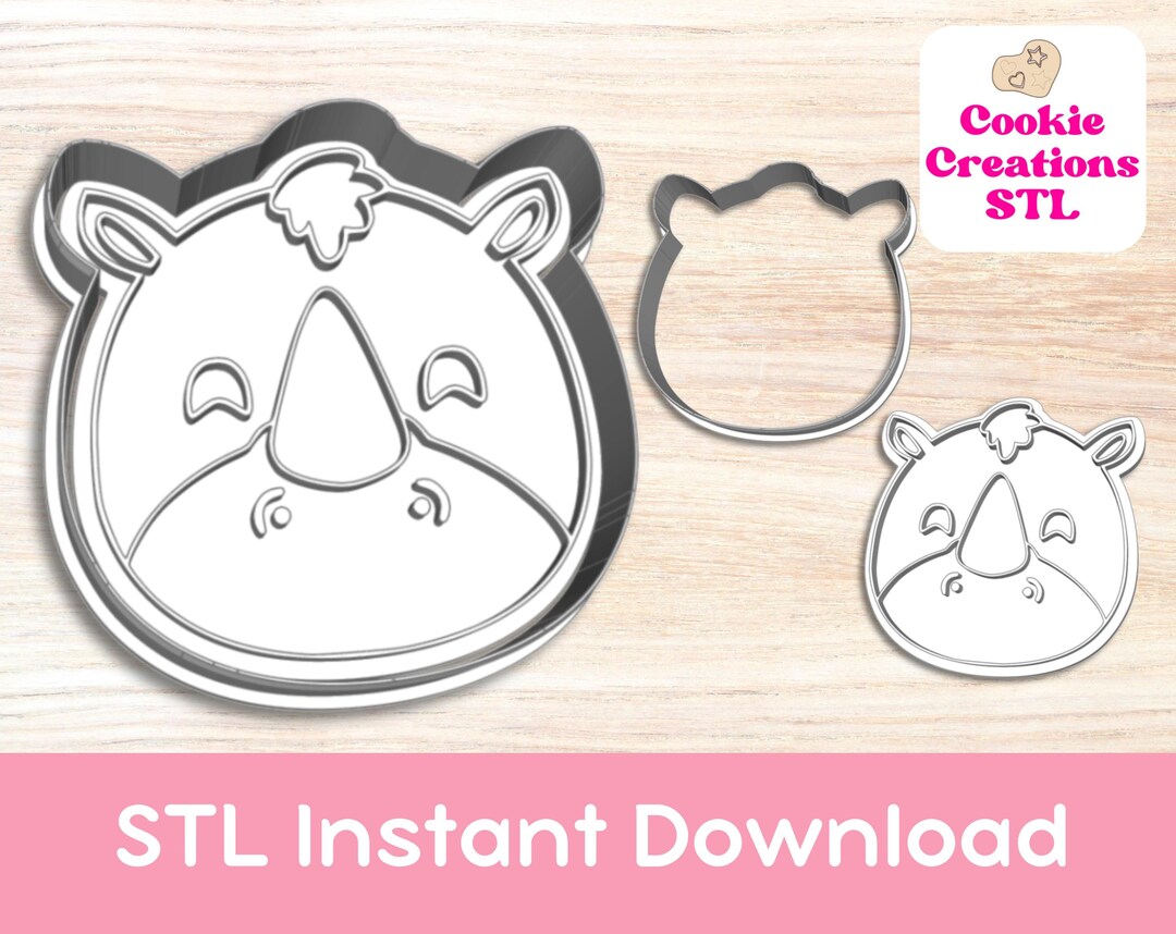 Rhino Cookie Cutter STL File Instant Download Rhinoceros Shape for ...