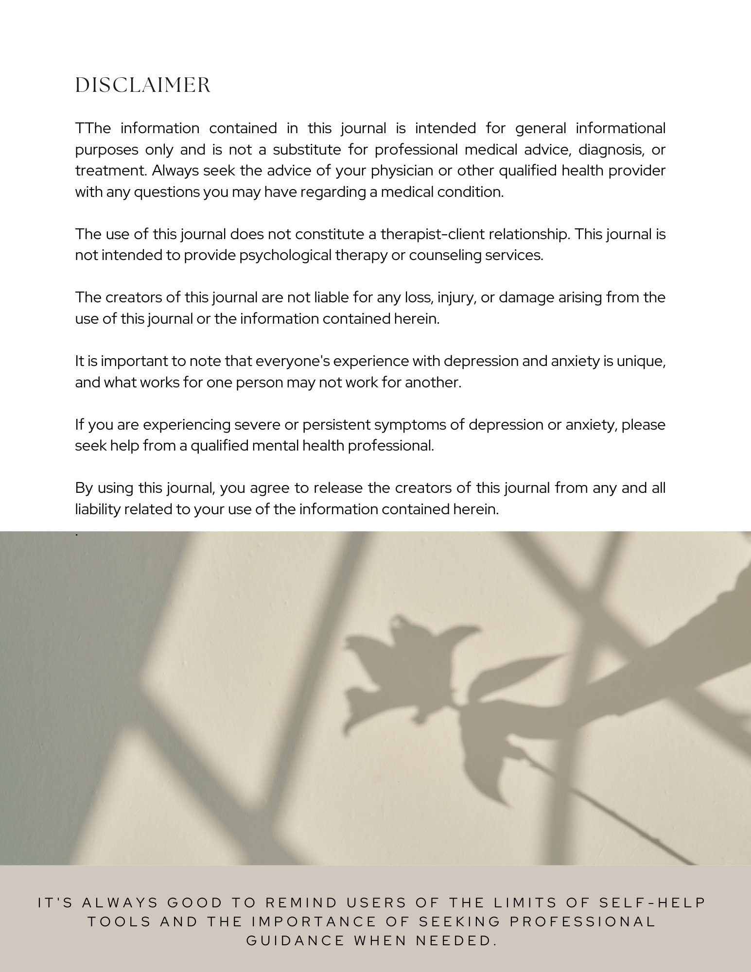 Anxiety & Depression Printable Journal Daily Quick Notes, Monthly ...