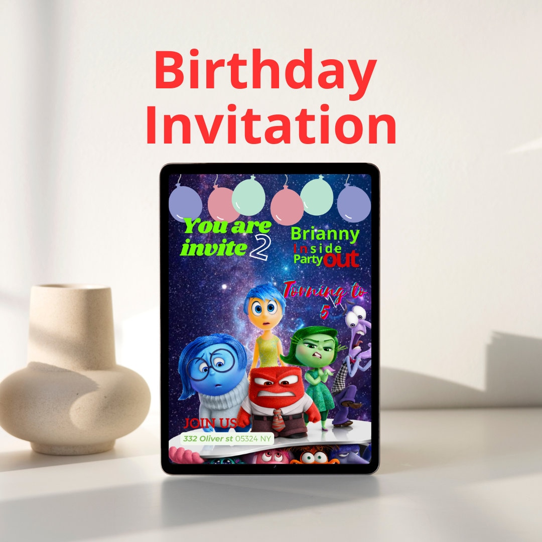 Inside Out 2 Invitación de cumpleaños, Invitación a fiesta, Invitación ...