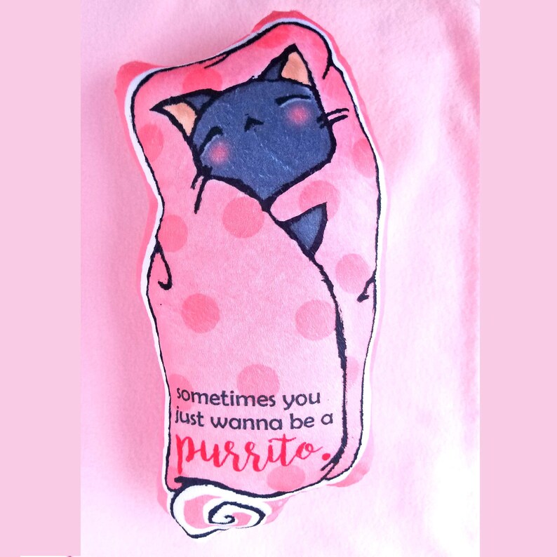 Kawaii Purrito Cat Plushie Valentine Black Cat - Etsy