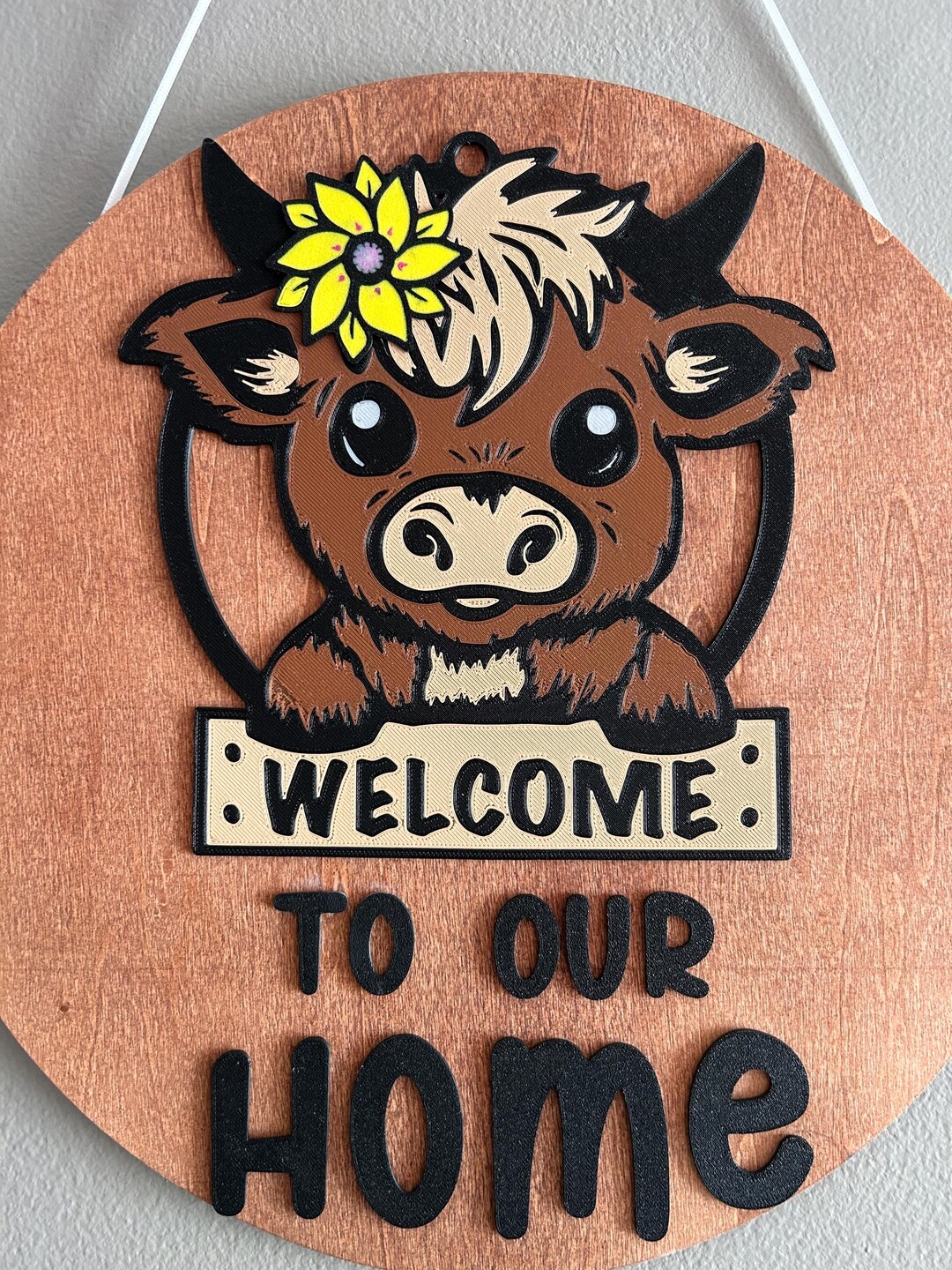 Highland Cow Welcome Sign Door or Wall Hanging Decoration Baby Highland ...