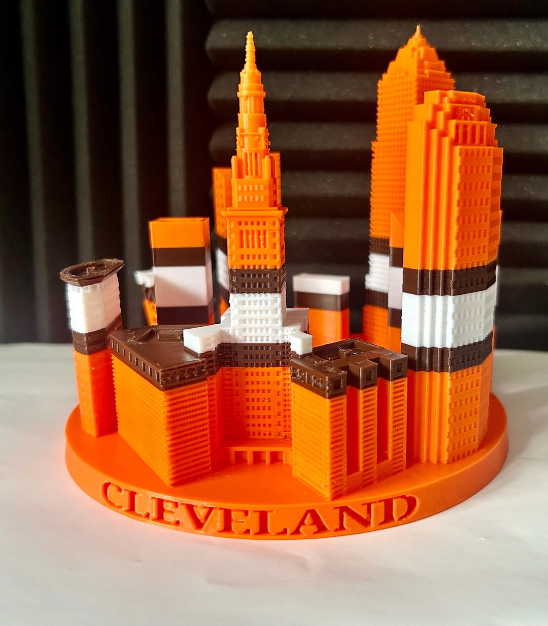 Cleveland Skyline 3D Model: Brown & Orange Downtown Architecture - Etsy