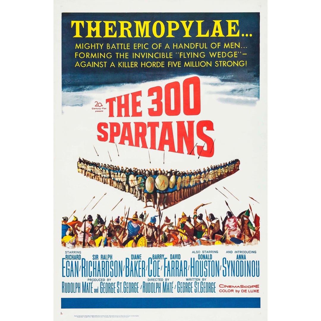 The 300 Spartans 1962 Promotional Movie Poster HD Print Highest Quality ...